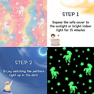 Toddler Chair Sofa Slipcover Toddler Couch Cover Furniture Protector for Kids,Fit Kids Chair Size 17" D x 23" W x 15" H（Unicorn