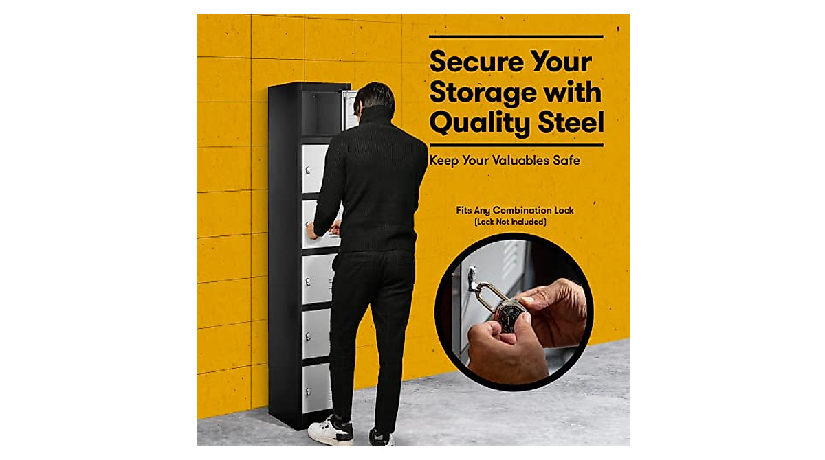 Fedmax 71" 6-Door Metal Locker - Secure Storage for Home/Office