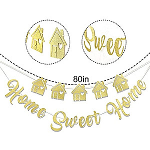 Home Sweet Home Banner - Glitter Gold Housewarming Party Decorations Baner，welcome Home Sign，welcome Home Sign Bunting for Party Decor Family Gathering Photo Booth Props，garland Bunting Script Lettering Decoration Military Missionary Welcome Home Homec