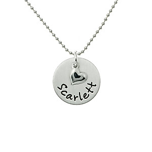 My Little Heart Personalized Sterling Silver Necklace. Customize 1 Round Sterling Silver Disc with a Name of your choice. Matte Finish. Choice of 925 Chain. Gifts for Her, Mom, Girlfriend, Wife