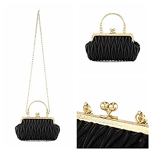 Ayliss Evening Bag Clutch Purses for Women Elegant Bridal Evening Shoulder Handbag Formal Wedding Party Prom Purse (Black)