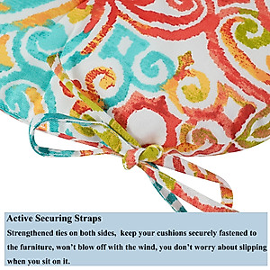 FUNHOME Set of 2 Outdoor Chair Cushions, Water-Resistant Tufted Seat Cushions for Patio Furniture 19 x 19 x 5 Inch Patio Cushion for Rocking, Camping, Kitchen Chairs Corinthian Dapple