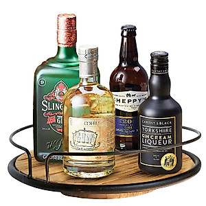 BOLUO Lazy Susan Organizer for Table Kitchen Countertop Turntable Small Farmhouse Wood Rotating Spice Rack 10 inch (LS02)