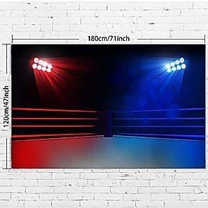 Lighting Boxing Arena Banner Backdrop Background Photo Booth Props Boxing Ring Boxing Match Stadium Sports Wrestling Theme Decor for Boxing Fan Boy Man 1st Birthday Party Favors Supplies Decorations