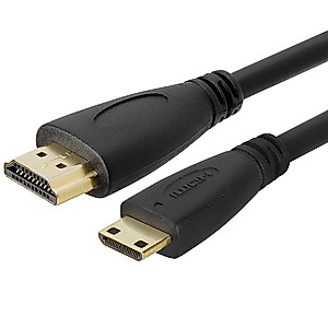 Cmple - Mini HDMI to HDMI Cable 3ft, HDMI Mini to HDMI, 60Hz HDMI 2.0 Cable, Monitor to Digital Camera HDMI Cables, 4k HDMI Adapter Cord for Camcorder, Tablet, Ultrabook, Laptop, HDTV - Black
