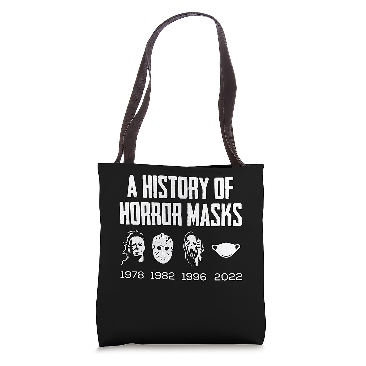 History Of Horror Masks Lazy Halloween Costume Face Mask Tote Bag