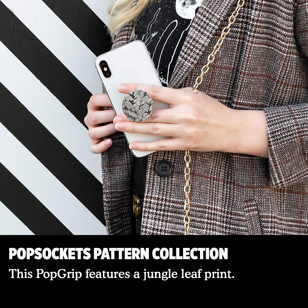 PopSockets ​​​​ Phone Grip with Expanding Kickstand, for Phone - Mono Jungle