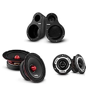 DS18 EN6P Universal Speaker Pods Bundle - 1 Set Left & Right Kick Panel + 2X 6.5 Midrange Speakers with Bullet + 2X 1 Super Bullet Tweeters - Great for Slingshot, SXS, Motorsports & ATV/UTV