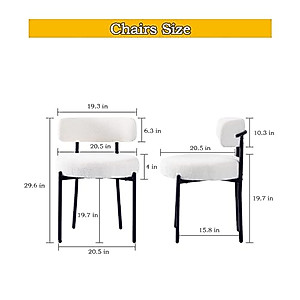 EGGPOD White Modern Dining Chairs Set of 6, Mid-Century Dining Chairs, Kitchen Dining Room Chairs, Upholstered Dining Table Chairs Ergonomically Engineered Curved Backrest with Metal Legs