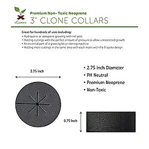 xGarden Neoprene Clone Collars - 30 Pack Cloning Collars, 3" Inch, Black - DIY Foam Cloner Inserts for Net Pots, Hydroponics, Aeroponics