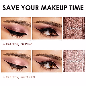 FOCALLURE 2 Pcs Shimmer Cream Eyeshadow Stick,Brightener Eyeshadow Pencil Crayon,Highlighter Eye Shadow Stick Sets with Crease-proof Formula,Long Lasting Waterproof Eye Shadow Make Up,Silky Peach