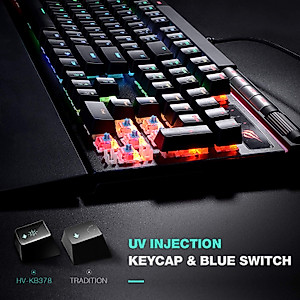Havit RGB Mechanical Gaming Keyboard LED 120 Keys Ergonomic Detachable Wrist Rest Wired Keyboards Blue Switches Multimedia Volume Control for PC Game