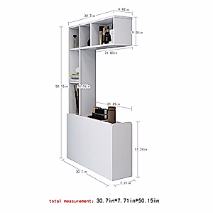 Pmnianhua Floating Desk,Wall Mounted Desk Folding,Space Saving Desk,Folding Wall Desk for Small Space Apartment Bedroom(White)