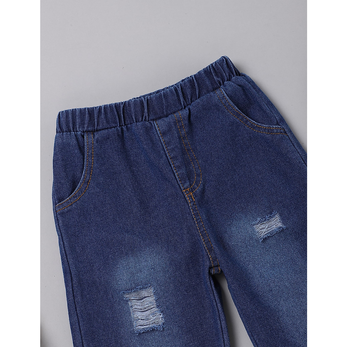 oklady Boy Clothes 5T 6T Long Sleeve Letter Sweatshirts Top and Ripped Jeans Pants Toddler Boys Fall Winter Outfits