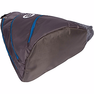 BESTA Premium Pickleball Bag. Padded Sling Bag with 3 Compartments, Water Bottle Holder and Adjustable Strap that Switches Sides. Holds Several Paddles, Balls and More. (Gray with Blue Trim)