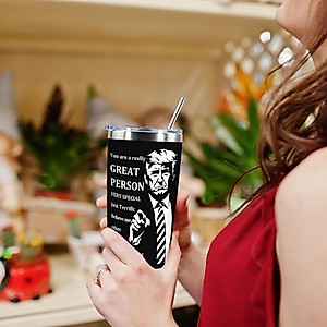 Travel Coffee Mug, Make Coffee Great Again 20ozTumbler for Men & Women, Thank You Appreciation Gifts, 20 Oz Stainless Steel Insulated Coffee Tumbler, Black