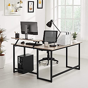 VASAGLE L-Shaped Computer Desk, Industrial Workstation for Home Office Study Writing and Gaming, Space-Saving, Easy Assembly, 55.1”D x 51.2”W, Greige