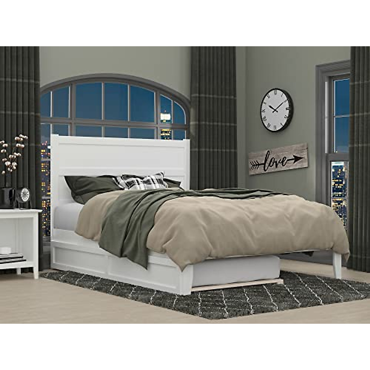 AFI NoHo Queen Bed with Twin Extra Long Trundle in White