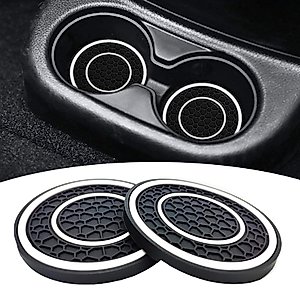 ZKFAR 2 PCS 2.75 Inches Car Cup Coasters, PVC Double Coil Drink Coaster, Car Insulated Coaster, Automotive Anti Slip Cup Holder Insert Coaster, Universal for Most Cars, Trucks, Vans, Boats (White)