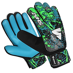 Shaz Soccer Goalkeeper Gloves for Kids Boys Children Youth,Funky Football Goalie Gloves Anti Slip 4mm Latex Palm with Strong Grip & Double Wrist Protection (Size 8 Suitable for Size M-L Adult, Cyan)