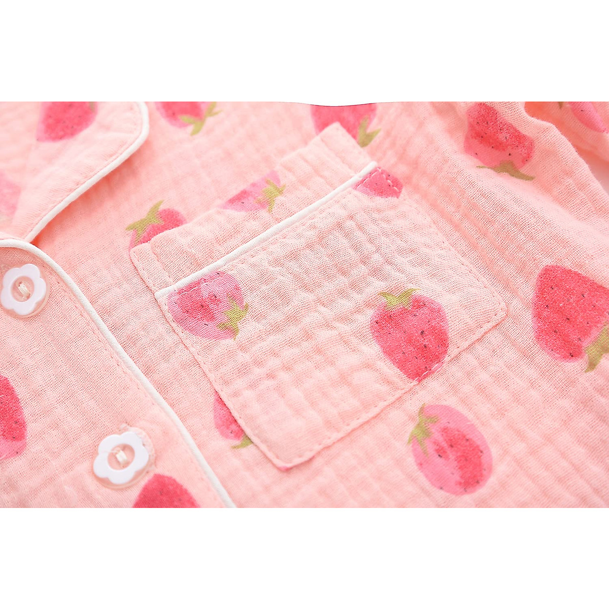 ACESTAR Toddler Baby Girl Pajama Set, Boys Long Sleeve 100% Cotton Sleepwear 2 Piece Pjs Set for Kid - Button Down Loungewear (Pink Strawberry, 6T)