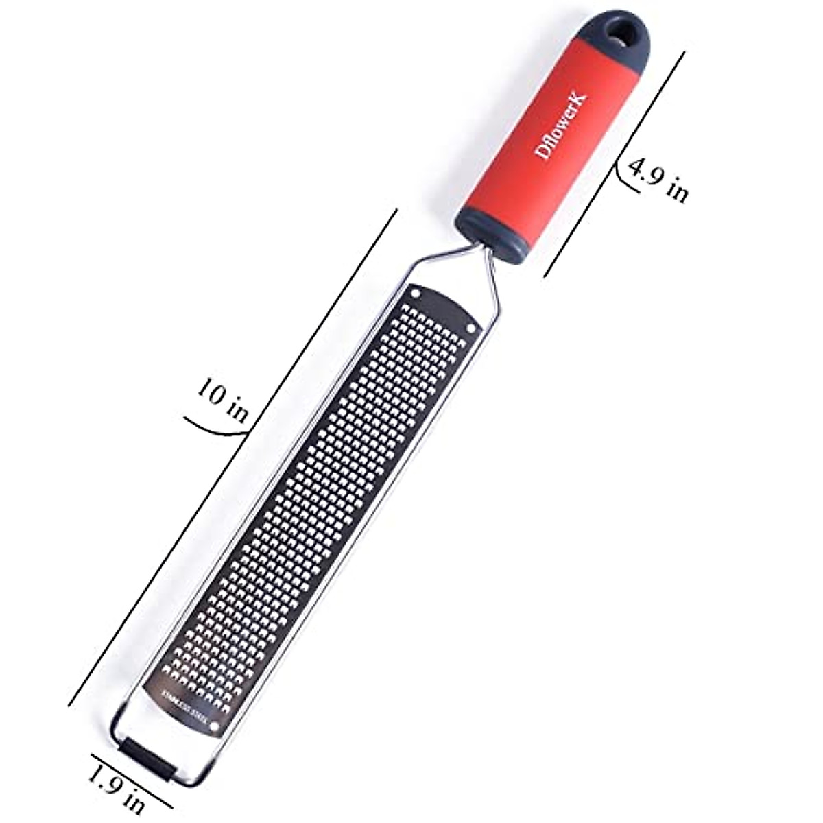 DflowerK Lemon Zester Cheese Grater Razor Sharp Stainless Steel Blade with Protective Cover Great for Lemon Parmesan Cheese Chocolate Nutmeg Garlic Ginger(Red)