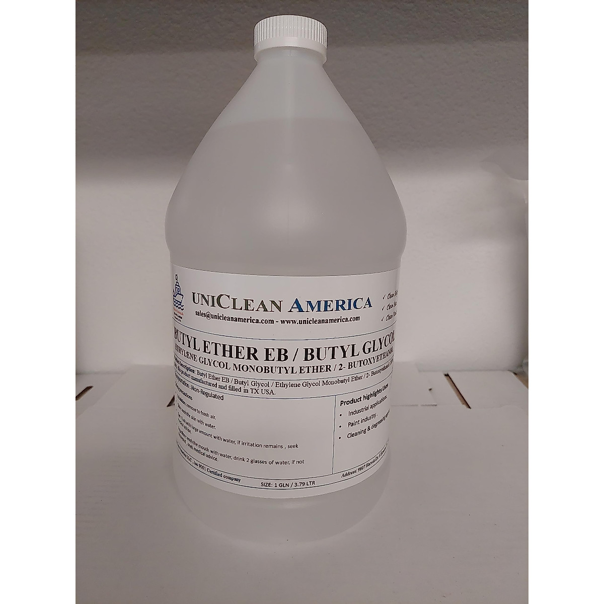 UniClean America Butyl Ether EB - Glycol Ether EB - Butyl Glycol / 2- butoxyethanol/Ethylene Glycol Mono Butyl Ether 99.9% - Made in USA - Size: 64 fl oz