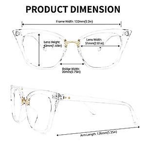 Zeelool Cat Eye Glasses Frame for Women Clear Lens Chandrika ZOP01899-02 Crystal