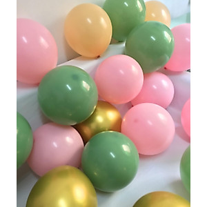 Pink Sage Green Balloons – Assorted Nude Pink Olive Green Gold Balloons 12inch for Gender Reveal Bridal Shower Cactus Party Decorations (Sage Green +Pink)