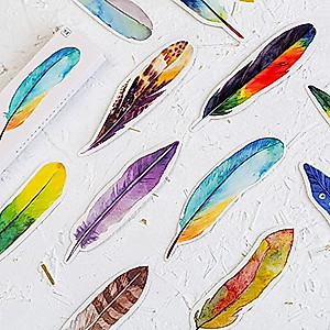 E-outstanding Bookmark 2Boxes/60PCS Colorful Feather Shaped Paper Reading Reminiscences Creative Book Page Marker Stationery Supplies