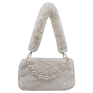 BOLLEY JOSS Fluffy Underarm Bag Elegant Fuzzy Tote Purse Plush Furry Shoulder Bag for Girls Women Autumn Winter