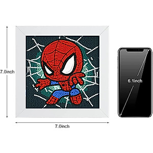 Cartoon Diamond Art Painting Kits for Kids with Frame,Cartoon Diamond Art for Kids Ages 4-8-12,Easy Kids Gem Art Kit with Beautiful Package for Gift Home Wall Decor(7x7inch)