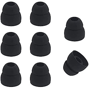 Replacement Double Flange Silicone Earbuds Ear Tips Set Compatible with Powerbeats 2 Powerbeats 3 Stereo Wireless Headphones (10pcs-Black)