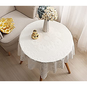 HOMECOOL Square Small Table Cloth - Ivory Crochet Tablecloth for Round Coffee Table 35 X 35 Inch - Sunflower