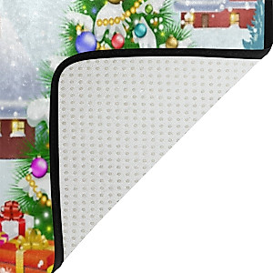 My Daily Christmas Tree Snowman and Santa Area Rug 4'10" x 6'8", Living Room Bedroom Kitchen Decorative Unique Lightweight Printed Rugs
