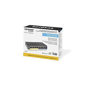 NETGEAR ProSAFE GS108PE 8-Port Gigabit Web Managed (Plus) PoE Switch 4 PoE Ports 45W (GS108PE-100NAS)