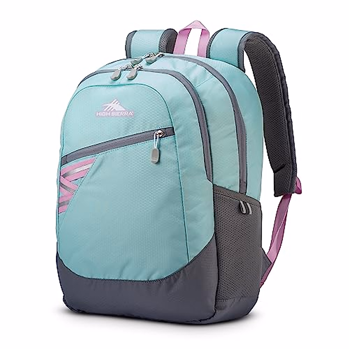 High Sierra Outburst 2.0 Carry-On Daypack Book Bag with Padded Laptop Tablet Sleeve, 360 Degree Reflectivity, Fits Most 15.6" Laptops, 28L, Sky Blue/Iced Lilac