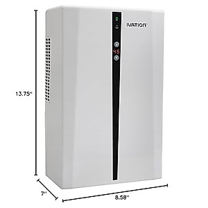 Ivation IVADM45 Powerful Mid-Size Thermo-Electric Intelligent Dehumidifier w/Auto Humidistat - For Small Spaces of Up to 100 Square Feet