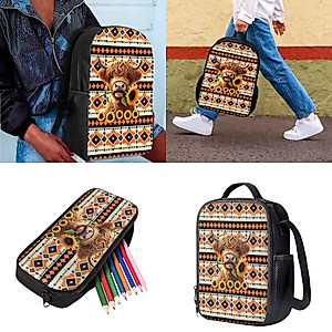 GLENLCWE Pink Leopard Print Stylish Girls Backpack School Daypack with Lunch Box Pencil Case Lightweight for School Travel Picnic