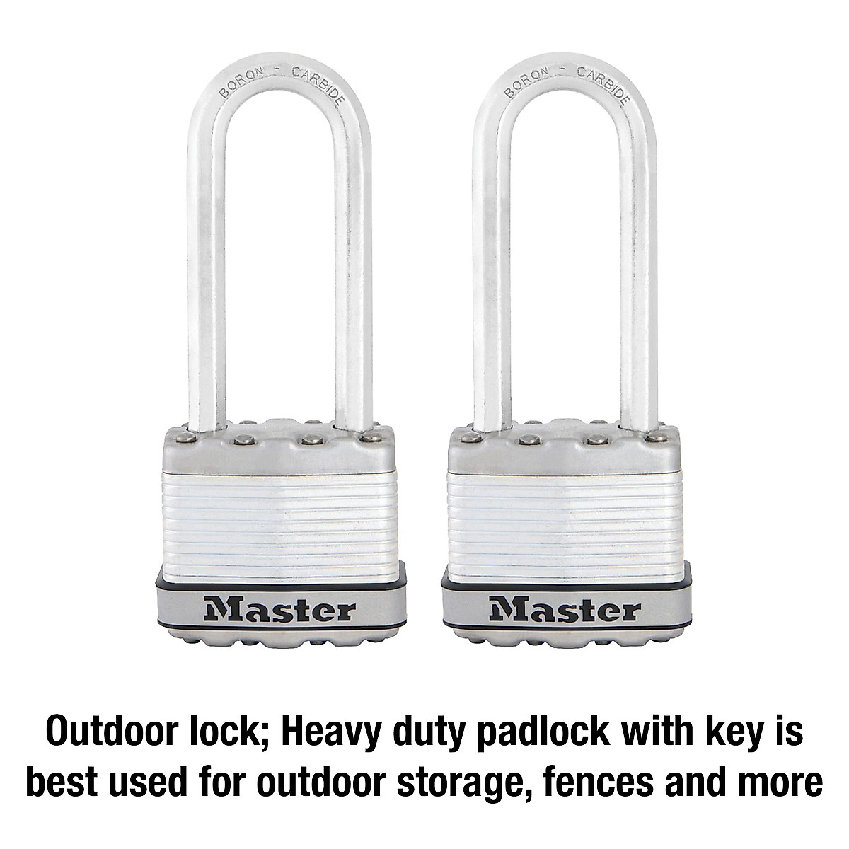 Master Lock M1XTLJ Magnum Heavy Duty Padlock with Key, 2 Pack Keyed-Alike, Steel
