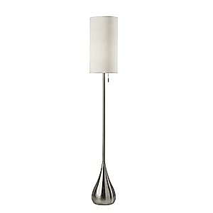 Adesso 1537-22 Christina Floor Lamp, 68 in, 100 W, Brushed Steel Finish/White, 1 Steel Lamp