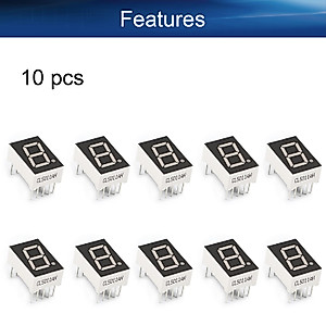 Bettomshin 10Pcs LED Digital Tube Common Cathode 10 Pin 1 Bit 0.75 x 0.5 x 0.31 inch (LxWxH) 0.5" Red Display Digital 5011AH