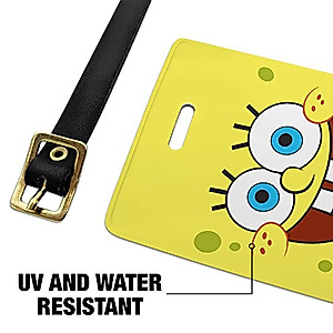 Spongebob Goofy Smile Face Luggage ID Tags Suitcase Carry-On Cards - Set of 2