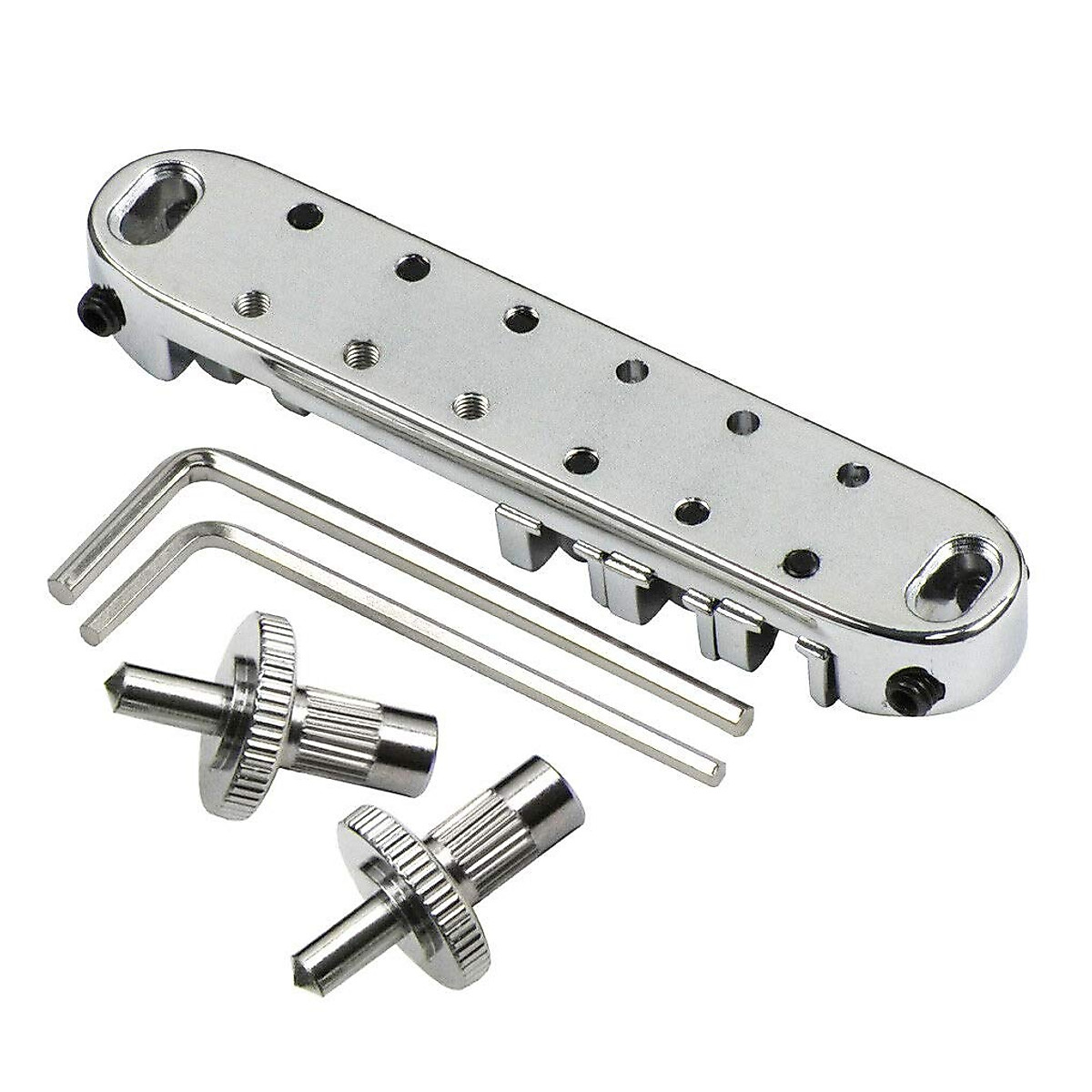 Abr-1 Style Tune-o-matic Bridge Tailpiece Roller Saddle Bridge for Gibson Les Paul Gear Replacement (Chrome)