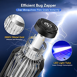 Bug Zapper 2000V High Powered UV Light Electric Mosquito Zapper Waterproof Mosquito Killer Lamp Light-Emitting Flying Insect Control Lamp for Home, Patio, Backyard, Camping
