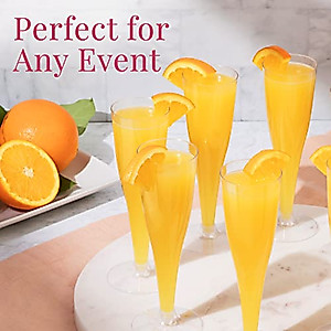 100 Plastic Champagne Flutes Disposable | Clear Plastic Glasses for Parties | Toasting and Mimosa Glasses | Wedding Party Bulk Pack | New Years Eve Party Supplies 2023