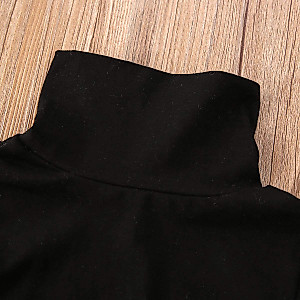 LXXIASHI Toddler Baby Girl Long sleeve Turtleneck T-shirts + Elegant Plaids Dress Coat Formal Party Outfits (Black Turtleneck + Plaid Dress Coat, 4-5 Years)