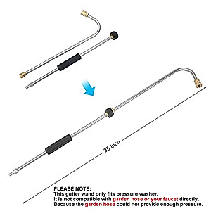 STYDDI Pressure Washer Gutter Cleaner Rod, Heavy Duty 35 Inch Power Washer Replacement Lance Wand for Gutter Cleaning, RV Roof and Wheel Washing, 4500 PSI, 1/4 inch Quick Connector