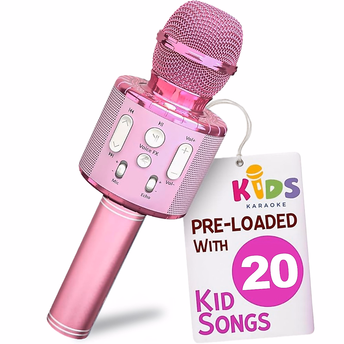 Move2Play, Kids Karaoke Microphone | Includes Pre-Loaded Songs & Bluetooth | Kids Birthday & Easter Gift | Toy for All Ages 2, 3, 4, 5, 6+ Year Old Girls, Boys & Toddlers