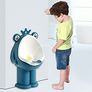 Frog Pee Training,Standing Potty Training Urinal for Boys Toilet with Funny Aiming Target - DEEP Blue